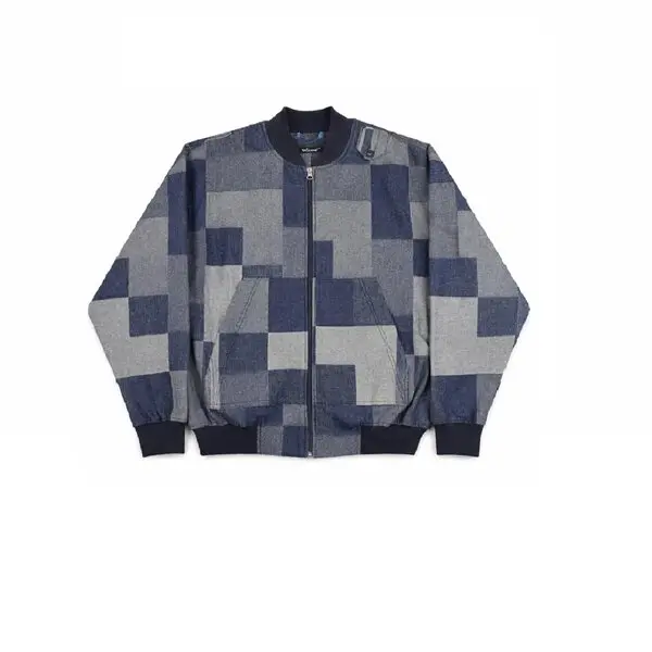 WIN OUT Patchwork Denim Bomber - Blue
