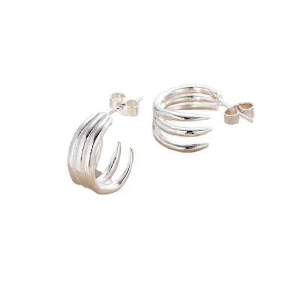 POSH TOTTY DESIGNS Talon Open Hoop Earrings - Silver