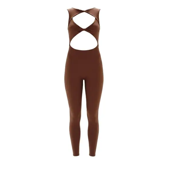 REVYVE ACTIVE Revyve Peek-a-boo Cutout Jumpsuit Espress - Brown