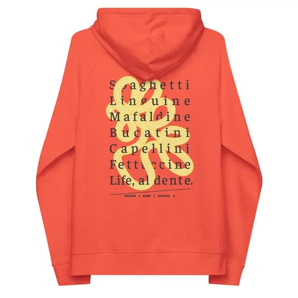 ANCHOR & CREW Burnt Eleven Life, Al Dente Editions Organic Cotton Hoodie - Orange