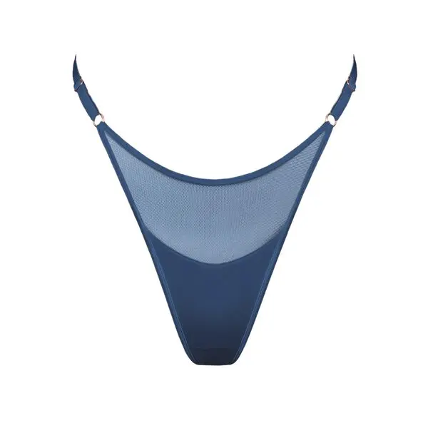 MONIQUE MORIN LINGERIE Core Adjustable Thong Dark Denim - Blue