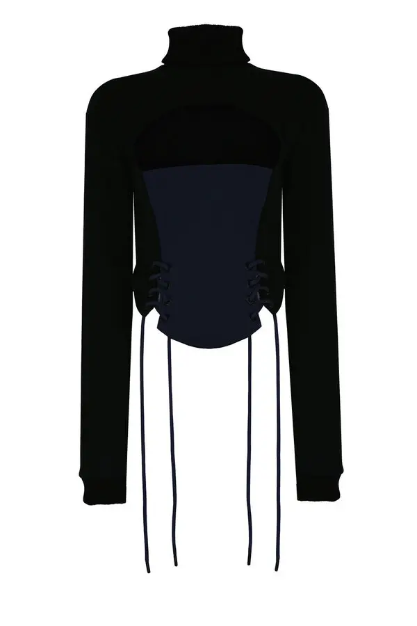 NO'DESIGN Corset Detail Navy Sweatshirt - Blue