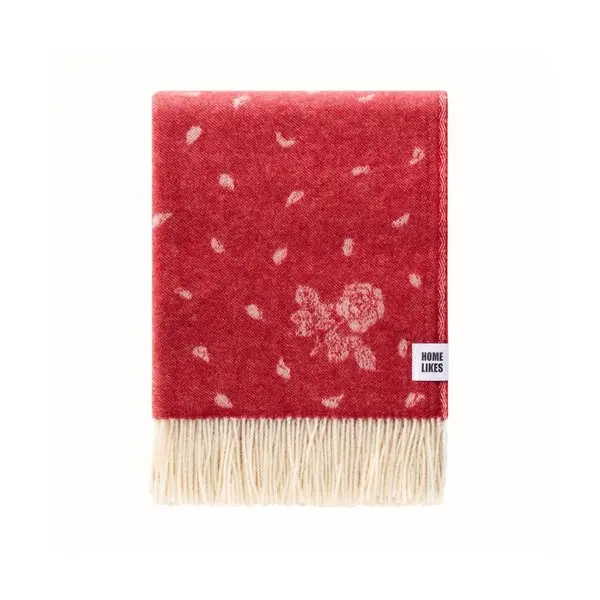 J.J.Textile Red / White Red Hearts Wool Throw - Red/white