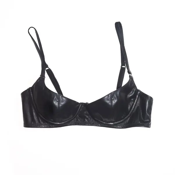 LUNATIC FEMME Studio Leather Half-cup Bra - Black