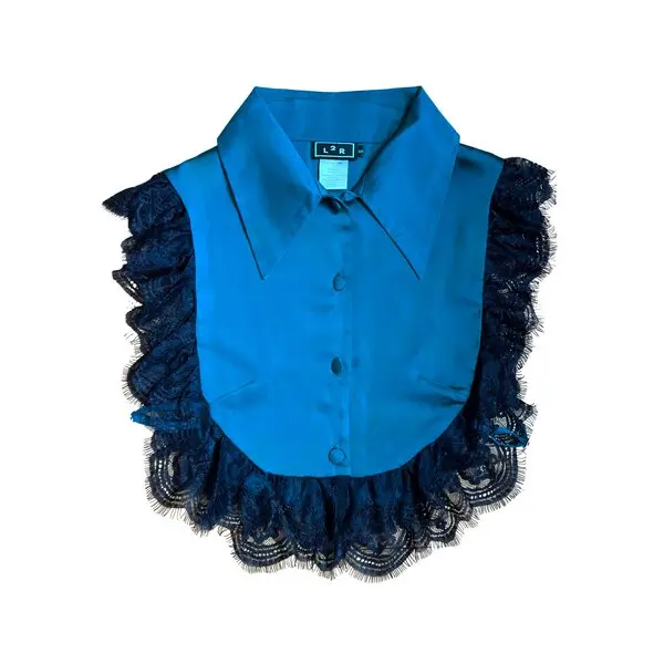 L2R THE LABEL Peacock Satin Amal Top - Blue