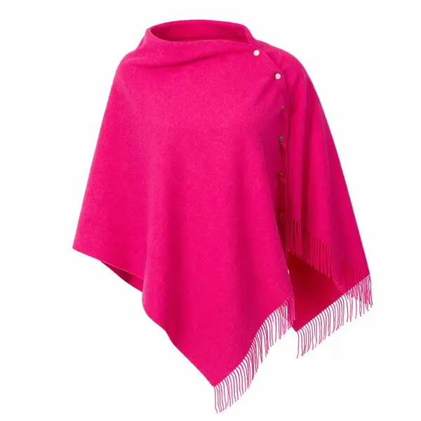 FRANCHETTI BOND Gisella Fuchsia Button Poncho - Pink