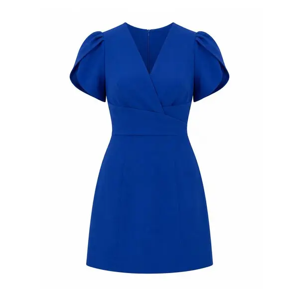 GIRL IN MIND Bridget Twist Font Split Arm Mini Dress Cobalt - Blue