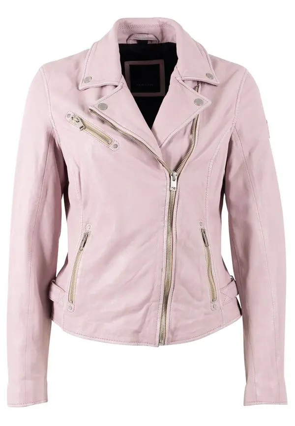 Mauritius Moto Leather Jacket Sofia Hibiscus - Pink