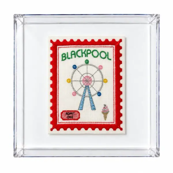 LILLY LOVES Blackpool Stamp Embroidery Artwork - Red