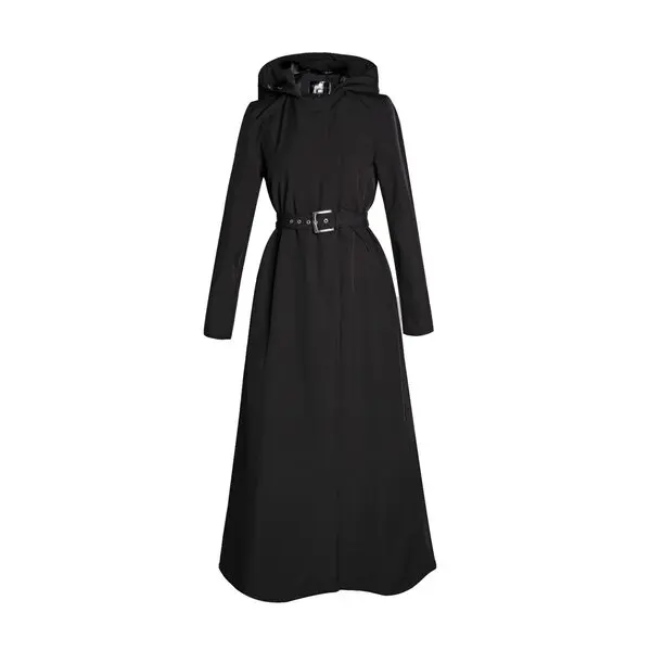 RAINSISTERS Long Waterproof Coat In A-line Cut: Classic - Black