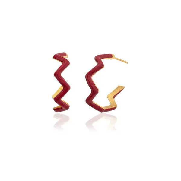 MILOU JEWELRY Zig Zag Hoop Earrings - Red