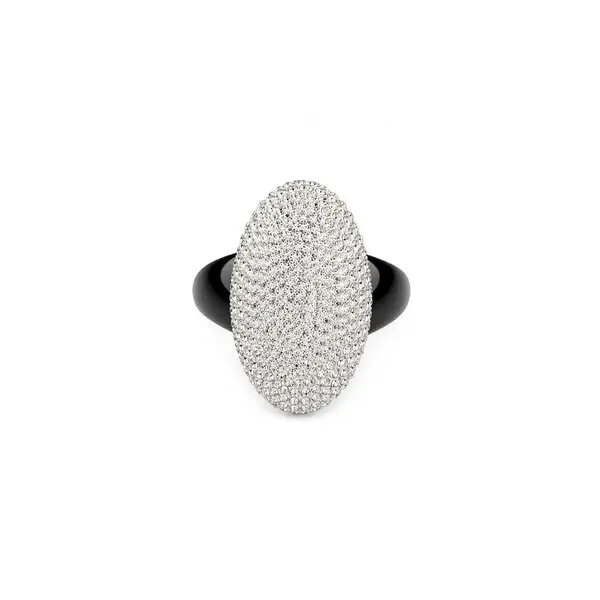 GOLD & HONEY White / Black Crystal Marquise Dome Ring - White/black
