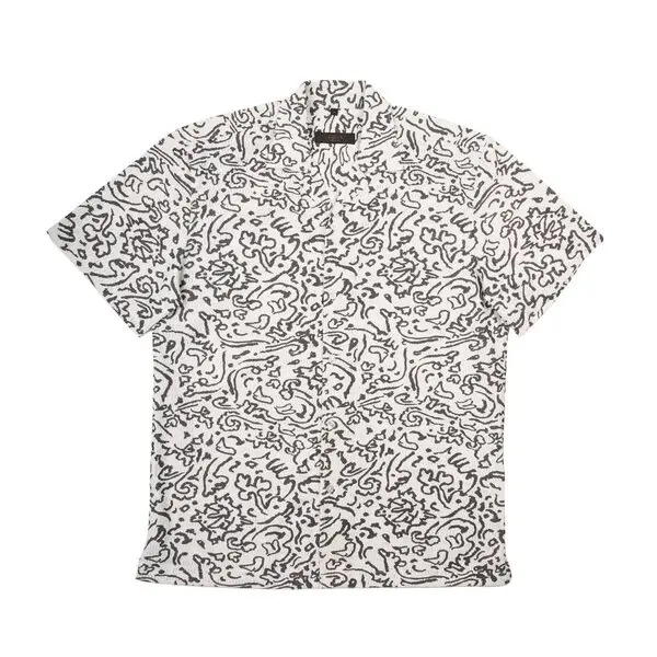 EIGHT X Soft Brush Short Sleeve Button Up Shirt - White
