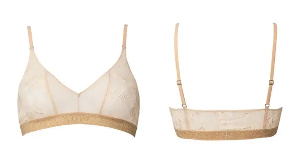 BOTT LINGERIE Neutrals Adjustable Strap Lace Bralette – Beige Champagne - Beige/white