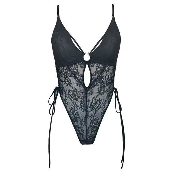 MONIQUE MORIN LINGERIE Amphitrite Side Tie Bodysuit - Black