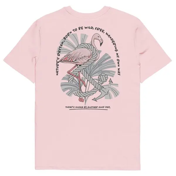 ANCHOR & CREW Cotton Flamingo Another Good Day Organic Cotton T-shirt - Pink