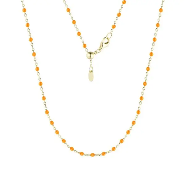 KAMARIA Enamel Beaded Chain Necklace Enamel - Orange