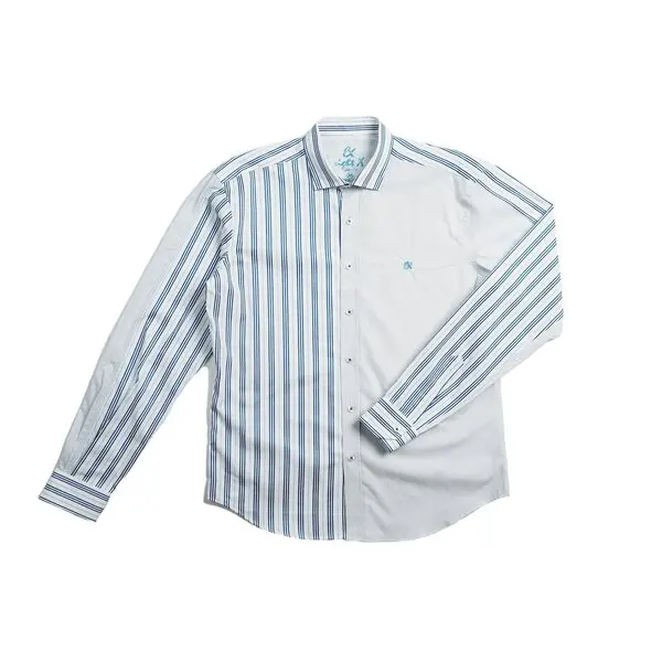 EIGHT X Blue / White Double Take Long Sleeve Button Up Shirt - Blue/white