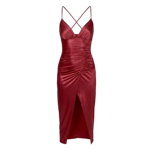 AGGI BY HALEWSKI Tessa Chili Pepper Midi Dress - Red