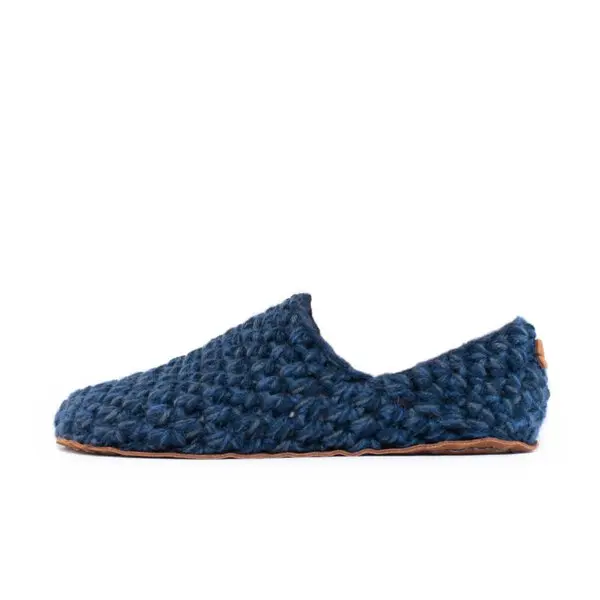 KINGDOM OF WOW Comfortable Wool Slippers For & In Midnight - Blue