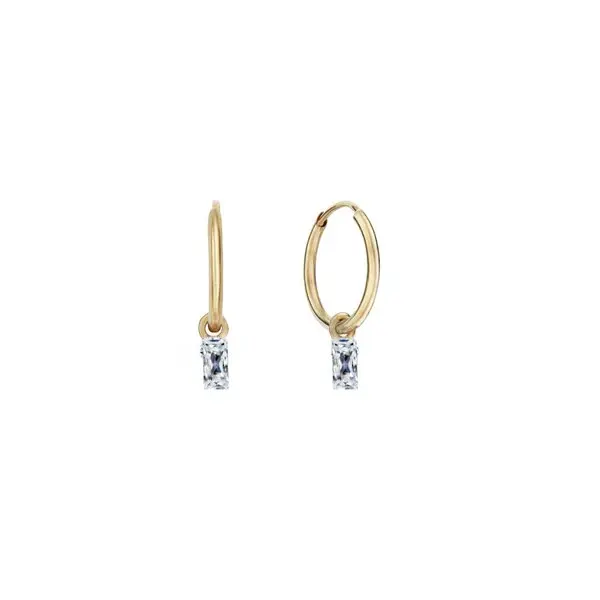 LILY FLO JEWELLERY Rising Star Baguette Diamond Huggie Hoops - Gold