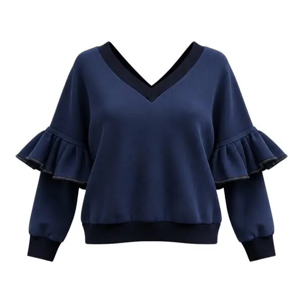 BEIRA Victoria Ruffle Sleeve Sweatshirt – Navy - Blue