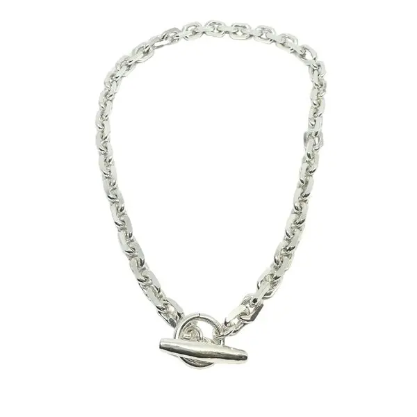 TG-JEWELLERY BY TAMARA GERVASIO Rectangular Trace Choker T-bar Necklace – Sterling - Silver