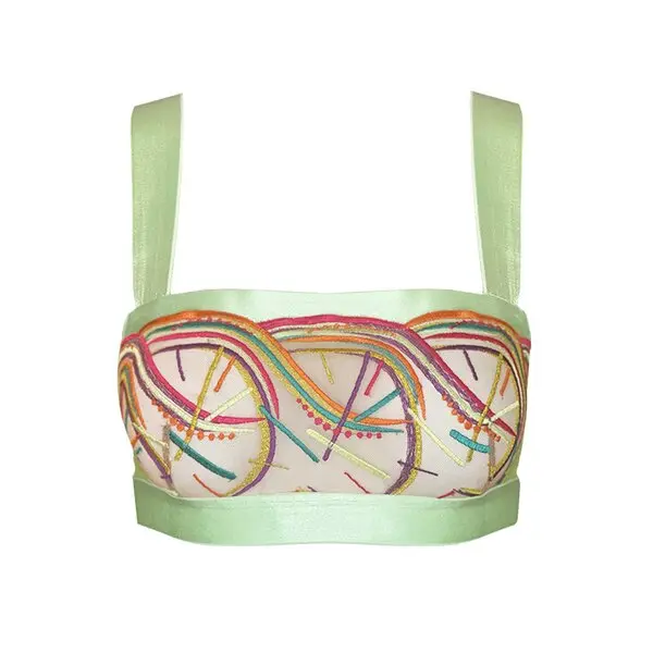 SOMEWHERE NEVER Disco Deco Square Neck Bralette - Green