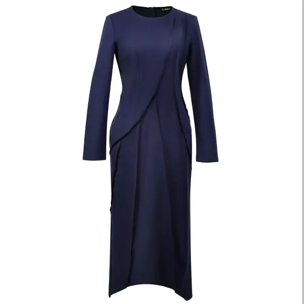 SMART AND JOY Asymmetric Structural Lines Dress Navy - Blue