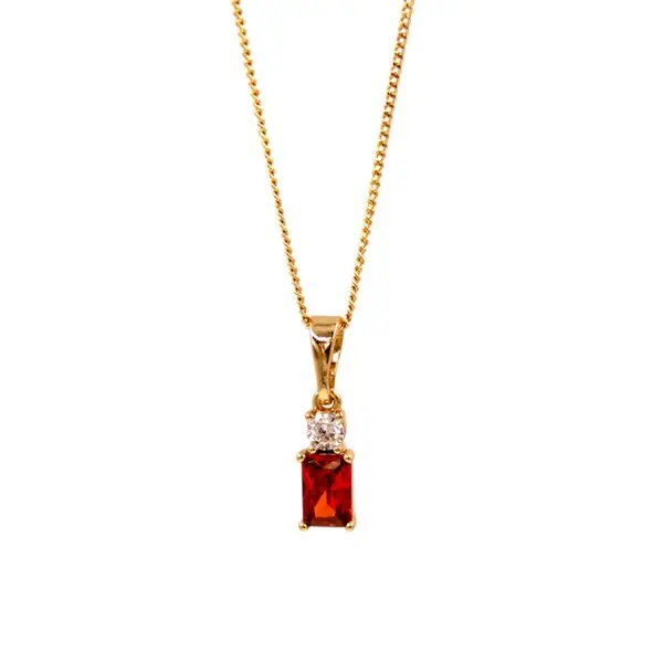 1610ISTANBUL Palace Garnet Necklace - Gold