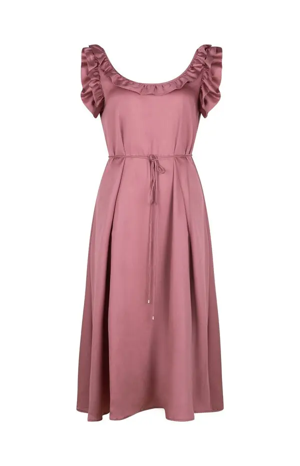 GUNDA HAFNER LTD Sleeveless Cotton Sateen Dress With Ruffled Trim