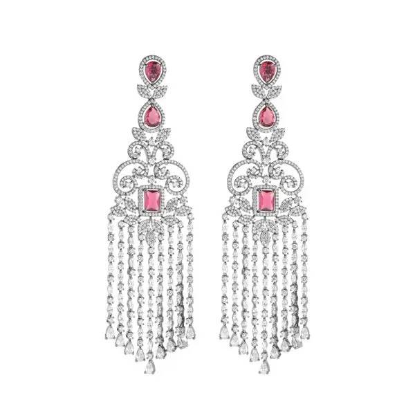 MERAKI BY RASHMI BAJAJ Antoine De Boucles Wine Cubic Zirconia Earrings - Red