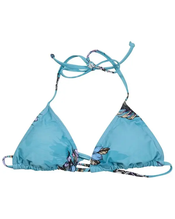 LORDS OF HARLECH Flavia Exotic Floral Teal Bikini Top - Blue