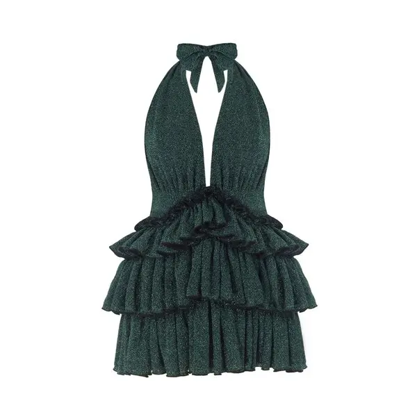 NUR KARAATA Bellano Sparkle Dress - Green