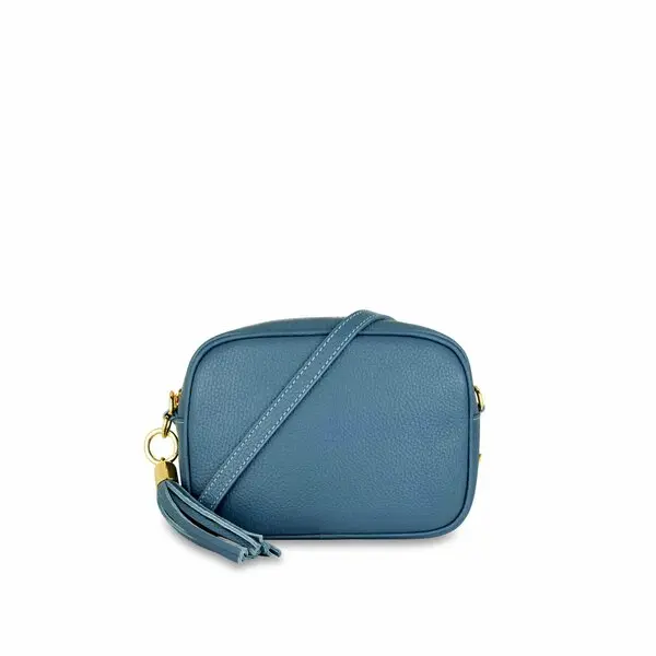 APATCHY LONDON The Tassel Denim Leather Crossbody Bag - Blue