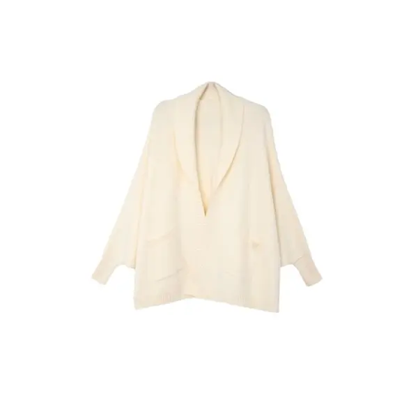 Saachi Open Front Oversized Ivory Cardigan Sweater - White