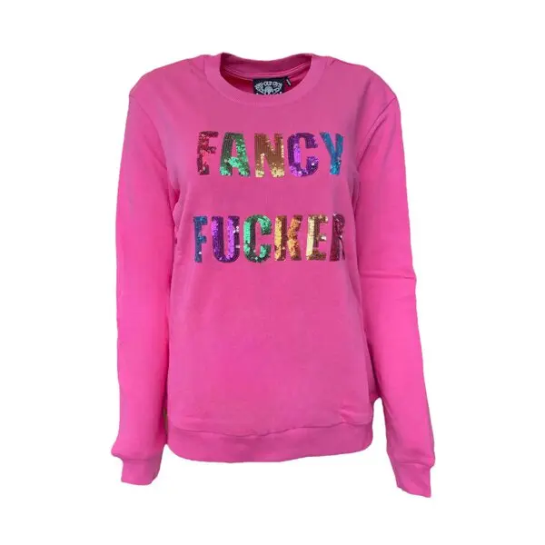 ANY OLD IRON Rainbow Fancy Fucker Sequin Sweatshirt - Pink