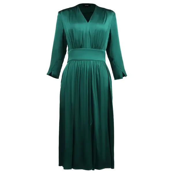 SMART AND JOY Fit-and-flare Satin And Jacquard Dress - Green