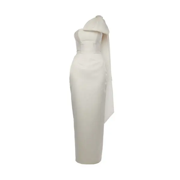 Baé Special Moments Gigi Dress + Cape Bow - White