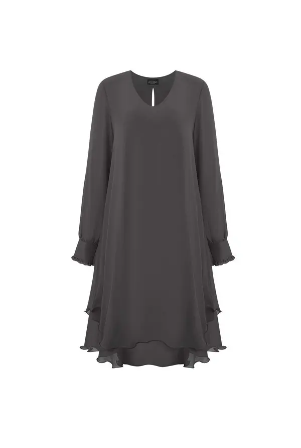 JAMES LAKELAND Long Sleeve Charcoal Wave Hem Dress - Grey
