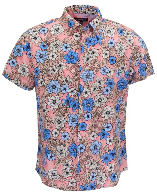 LORDS OF HARLECH Todd Tropical Mix Coral Knit Shirt - Orange