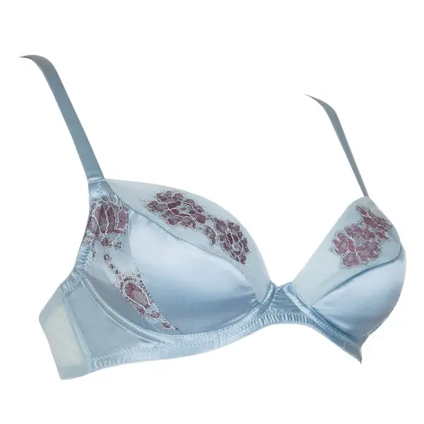 EMMA HARRIS Luxury Plunge Bra In Silk - Blue