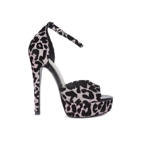 RAG & CO Brigitte Leopard Print Peep Toe Stiletto Sandal In By - Pink