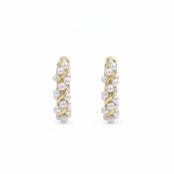 ANGEL BAROCCO Twisted Pearl Mini Hoop Earrings - Gold