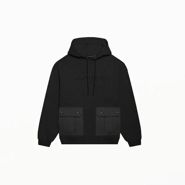 KAPTURE Travel Logo-print Pocket Hoodie - Black