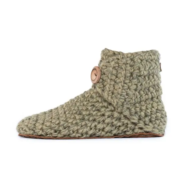 KINGDOM OF WOW Warm Boot Wool Slippers For & In Winter Moss - Green