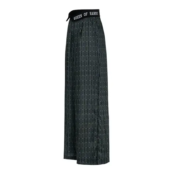 VAZAF Monogram Stripe Tailored Wide-leg Trousers - Black