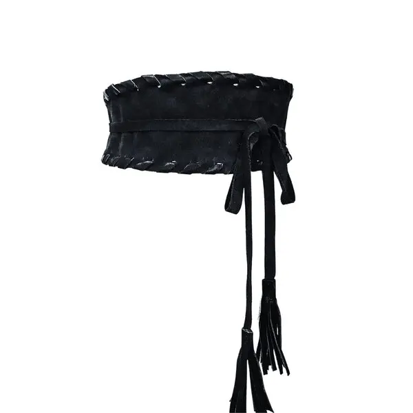 JUAN-JO Suede Wrap Belt With Tassels - Black