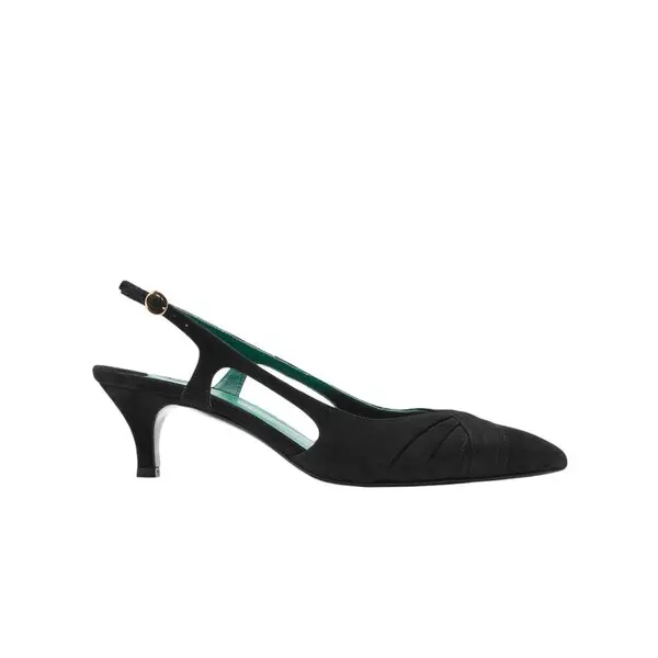 FLORRIE Maude 50mm Slingback Suede Pump - Black