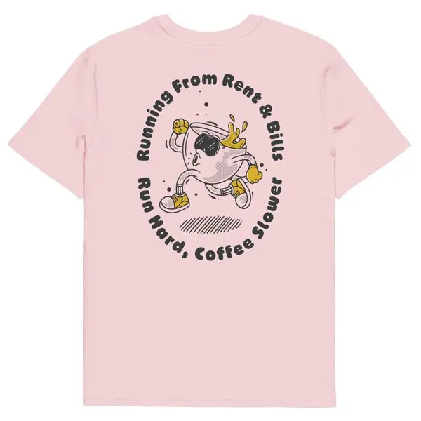ANCHOR & CREW Cotton Gustatory Coffee Over Bills Organic Cotton Embroidered T-shirt - Pink